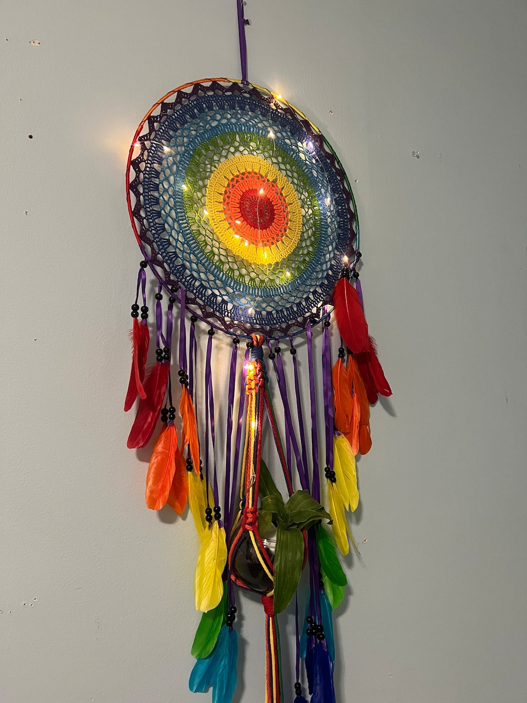 Macrame Chakra Colors Plant Hanger - Etsy