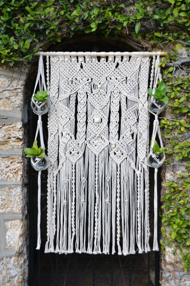 Macrame Curtain Plant Hanger - Etsy