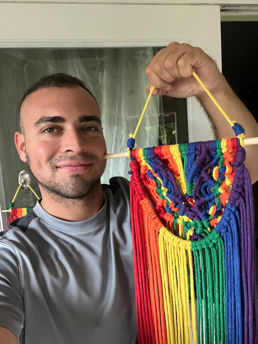 Macrame Medium Size Rainbow Flag - Etsy