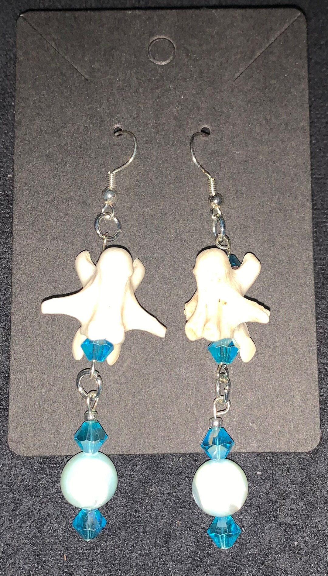 Handmade Real Snapping Turtle Vertebrae and Sea Glass Earrings - Etsy