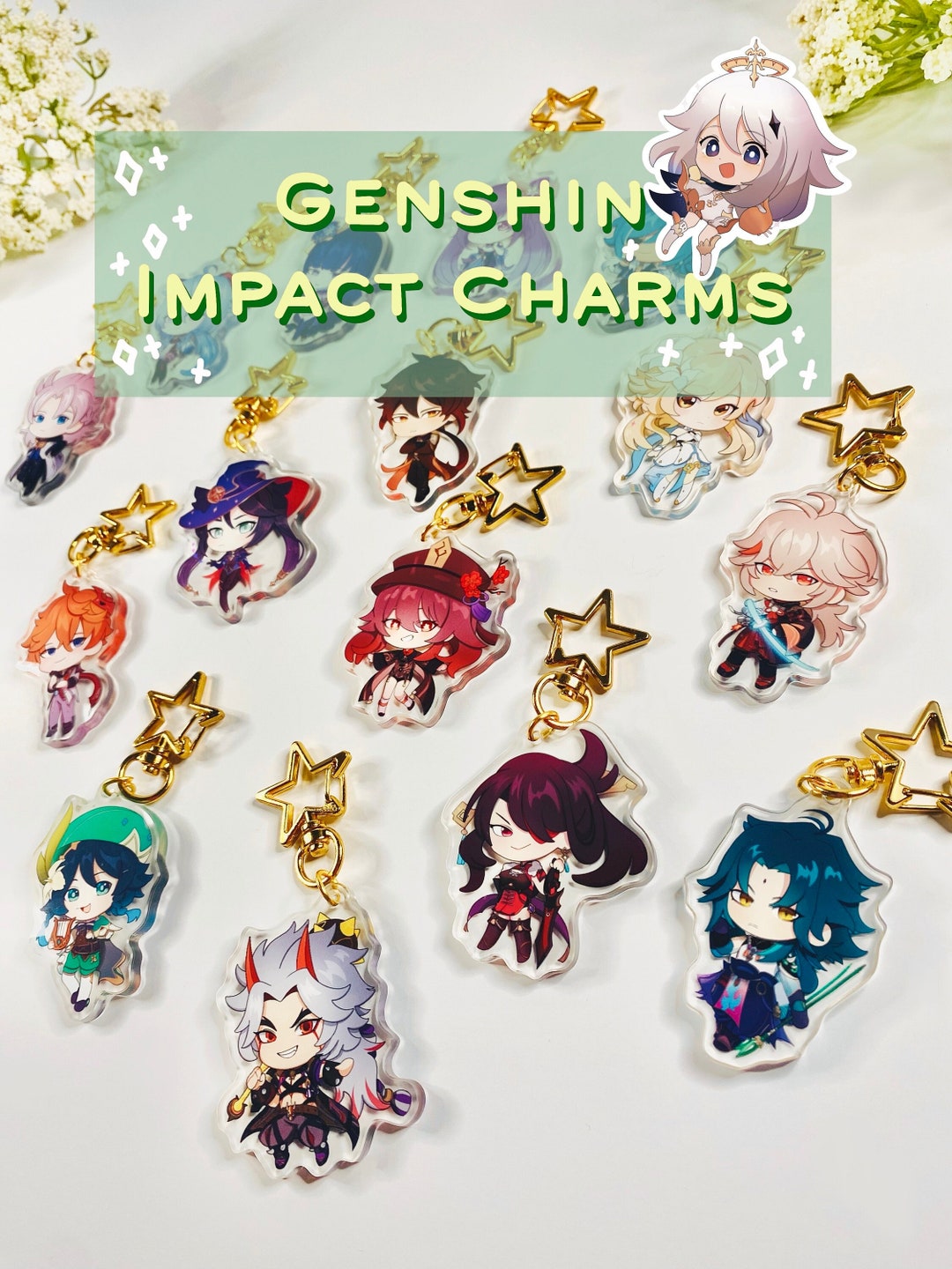 Genshin Impact Acrylic Standee Charms: Zhongli, Venti, Itto - Etsy