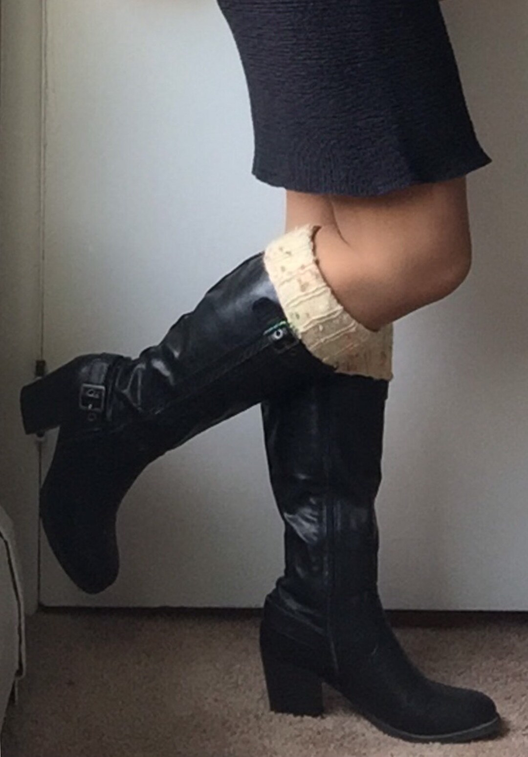 Womens knitted yellow leg warmers, womens knitted yellow boot covers ...