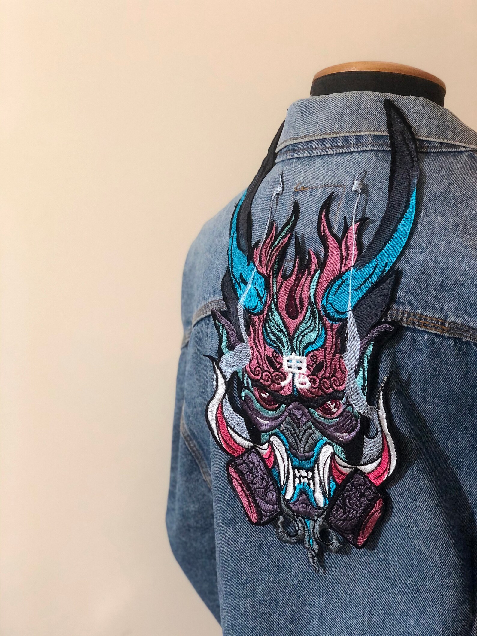 Large Cyberpunk Oni Demon Patch Embroidered Patch SEW ON - Etsy