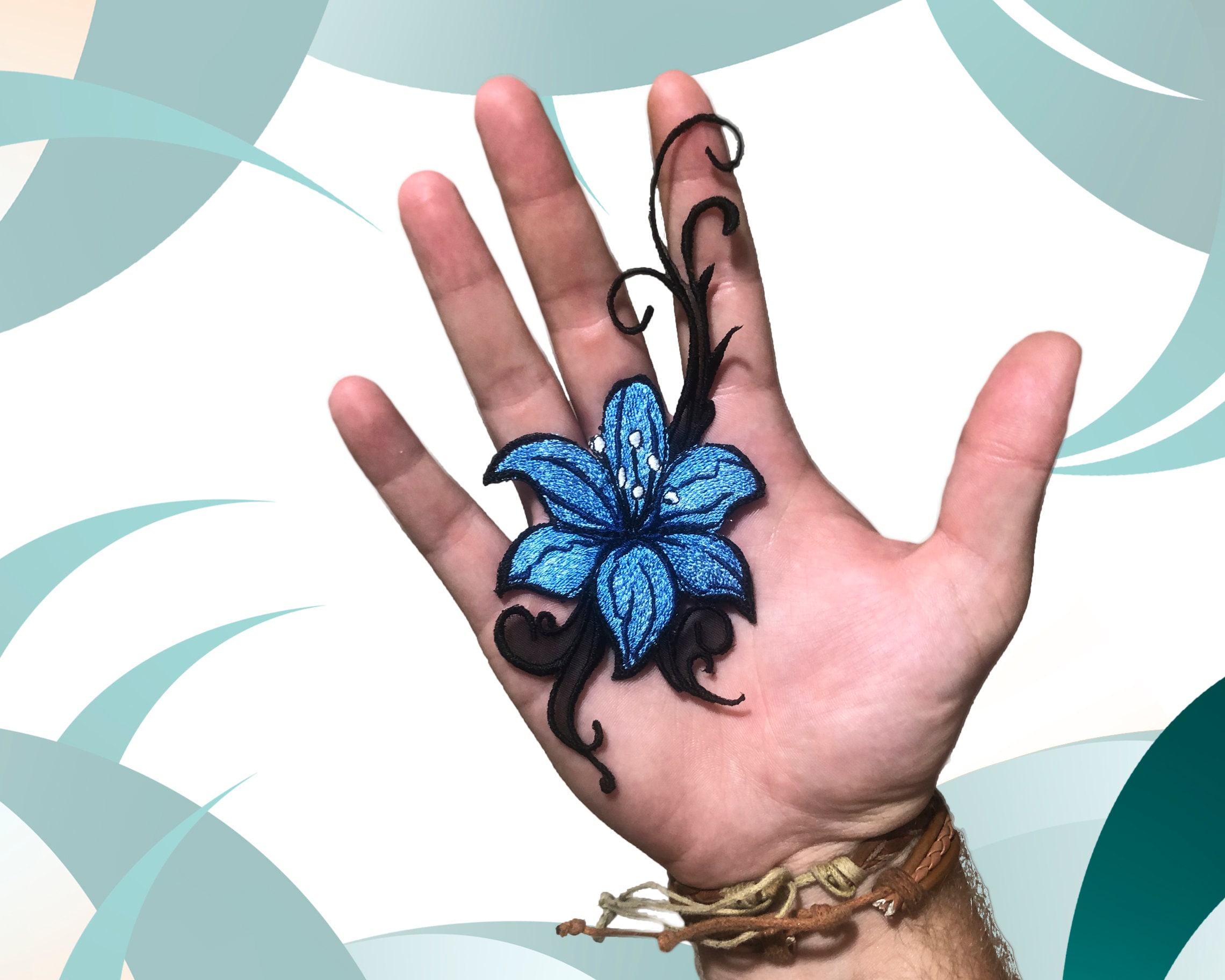 Blue Lily Patch Embroidered Patch SEW ON - Etsy