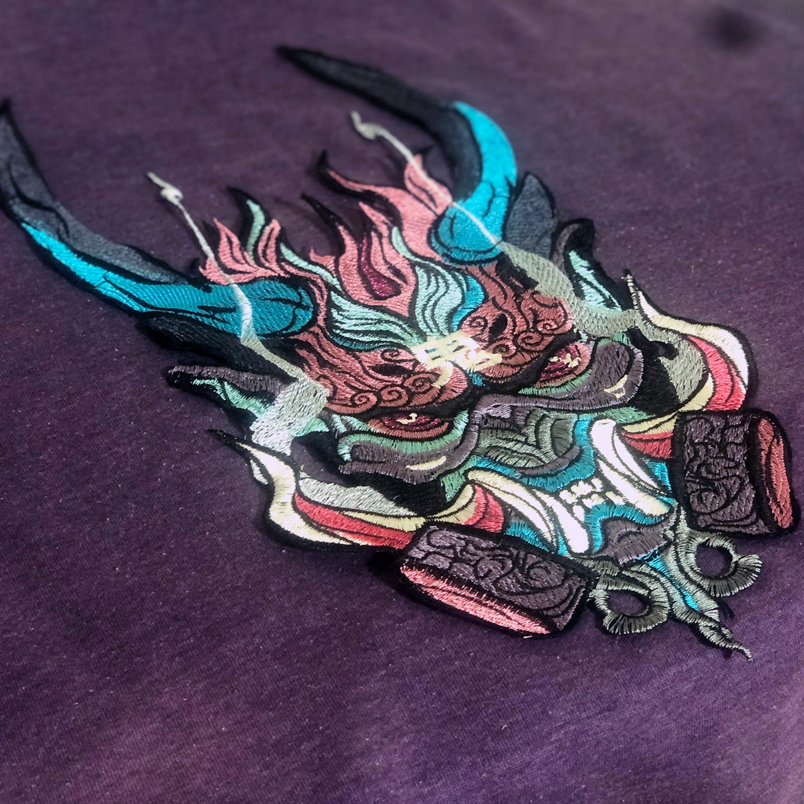 Large Cyberpunk Oni Demon Patch Embroidered Patch SEW ON | Etsy