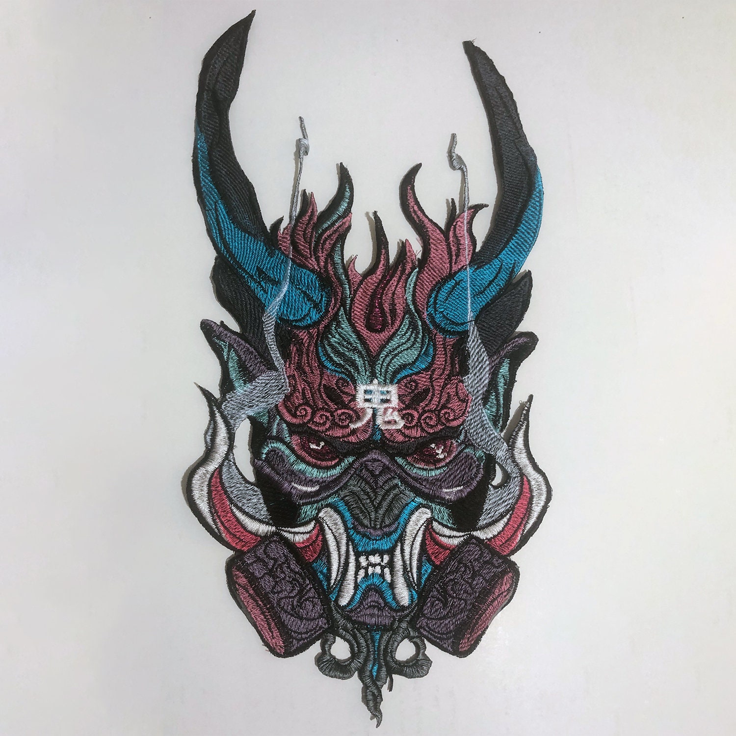 Large Cyberpunk Oni Demon Patch Embroidered Patch SEW ON - Etsy