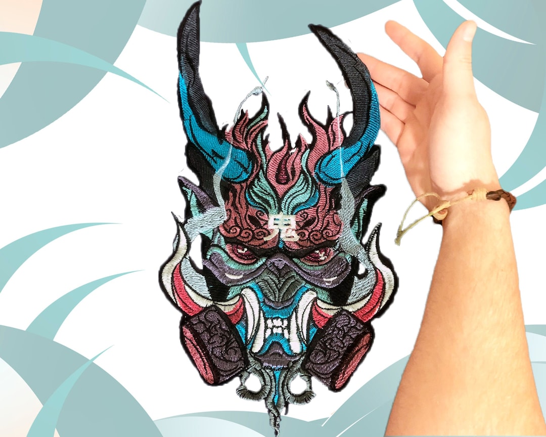 Large Cyberpunk Oni Demon Patch Embroidered Patch SEW ON - Etsy