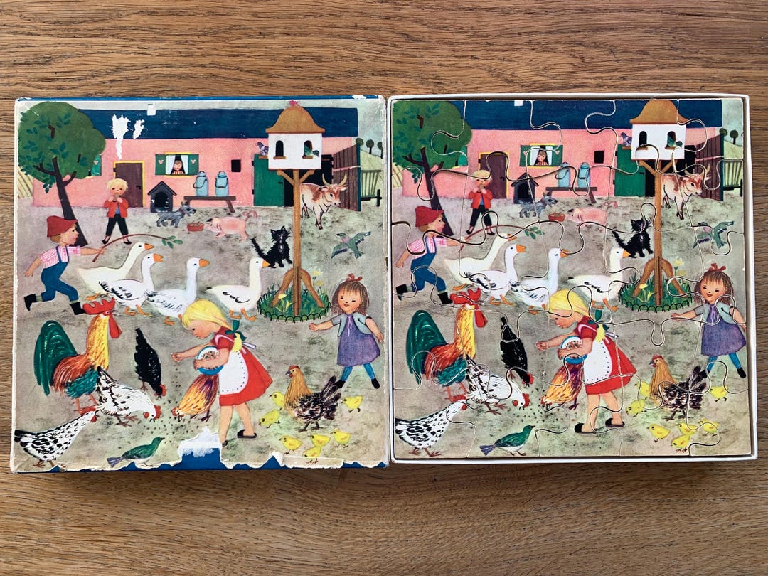 Vintage Puzzle Game - Wooden Puzzle for Kids - Egel- Made in Holland - Etsy