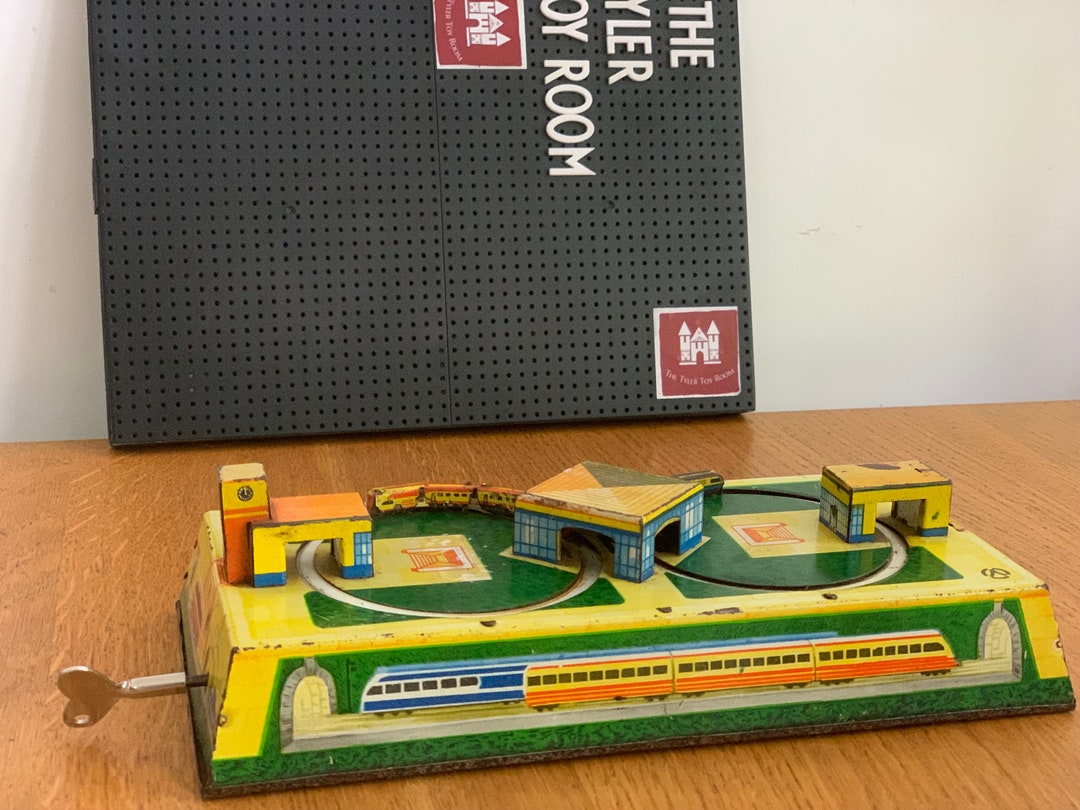 Vintage Ussr Metal Decoration Miniature Toy Trainstation With Trains - Etsy