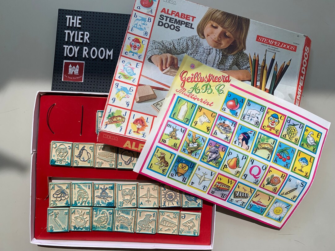 Vintage Stamps Stamp Stempel / Words Box / Alfabet ABC / Made by Hema ...