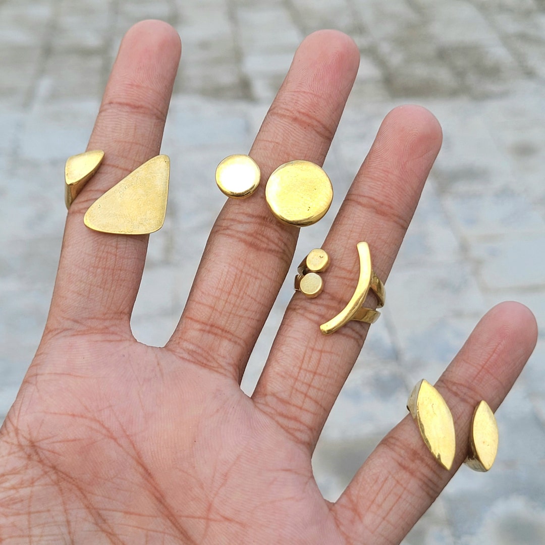 Chunky African Brass Ring, Adjustable Gold Tone Boho Statement Ring - Etsy