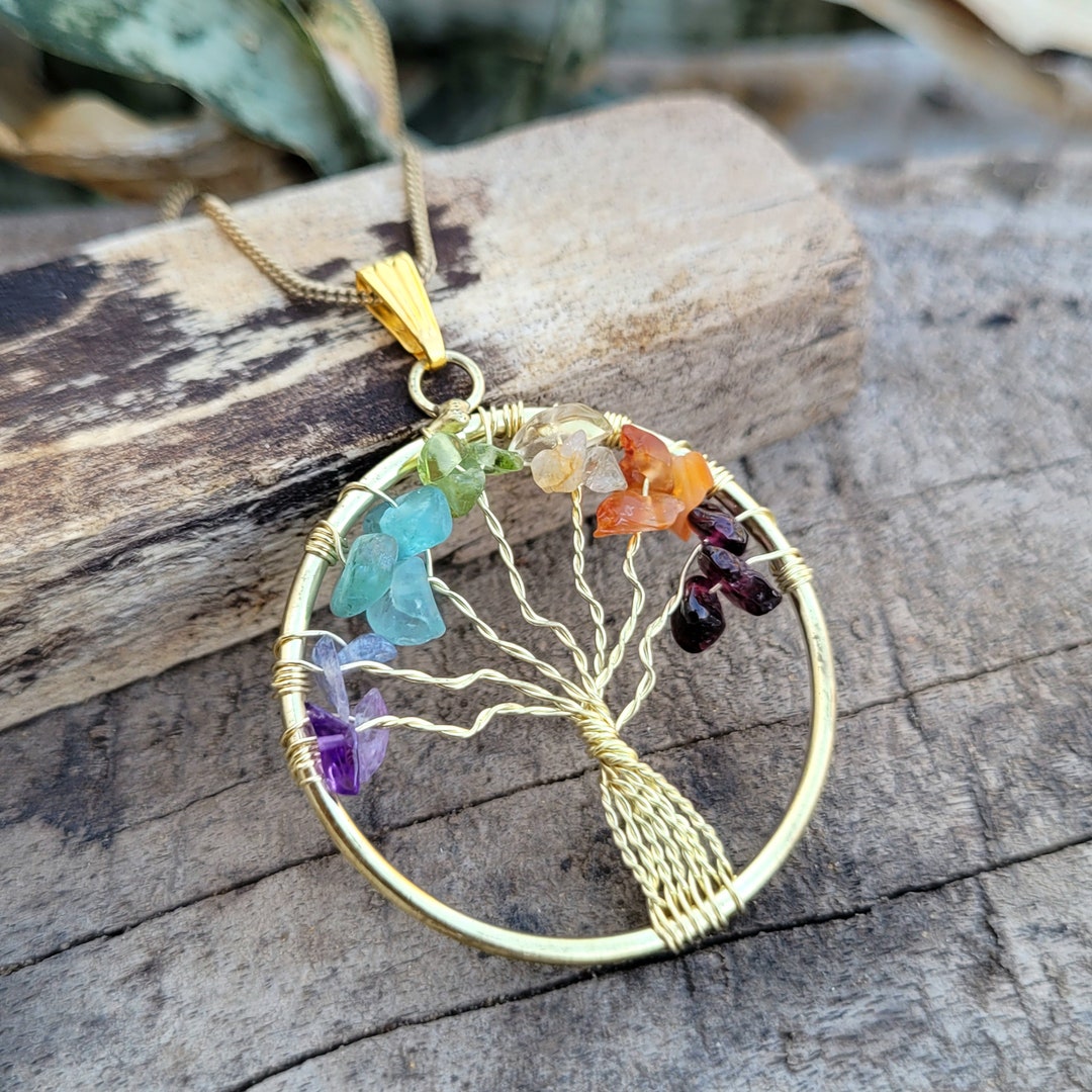 7 Chakra Healing Tree of Life Pendant, Spiritual Energy Necklace ...