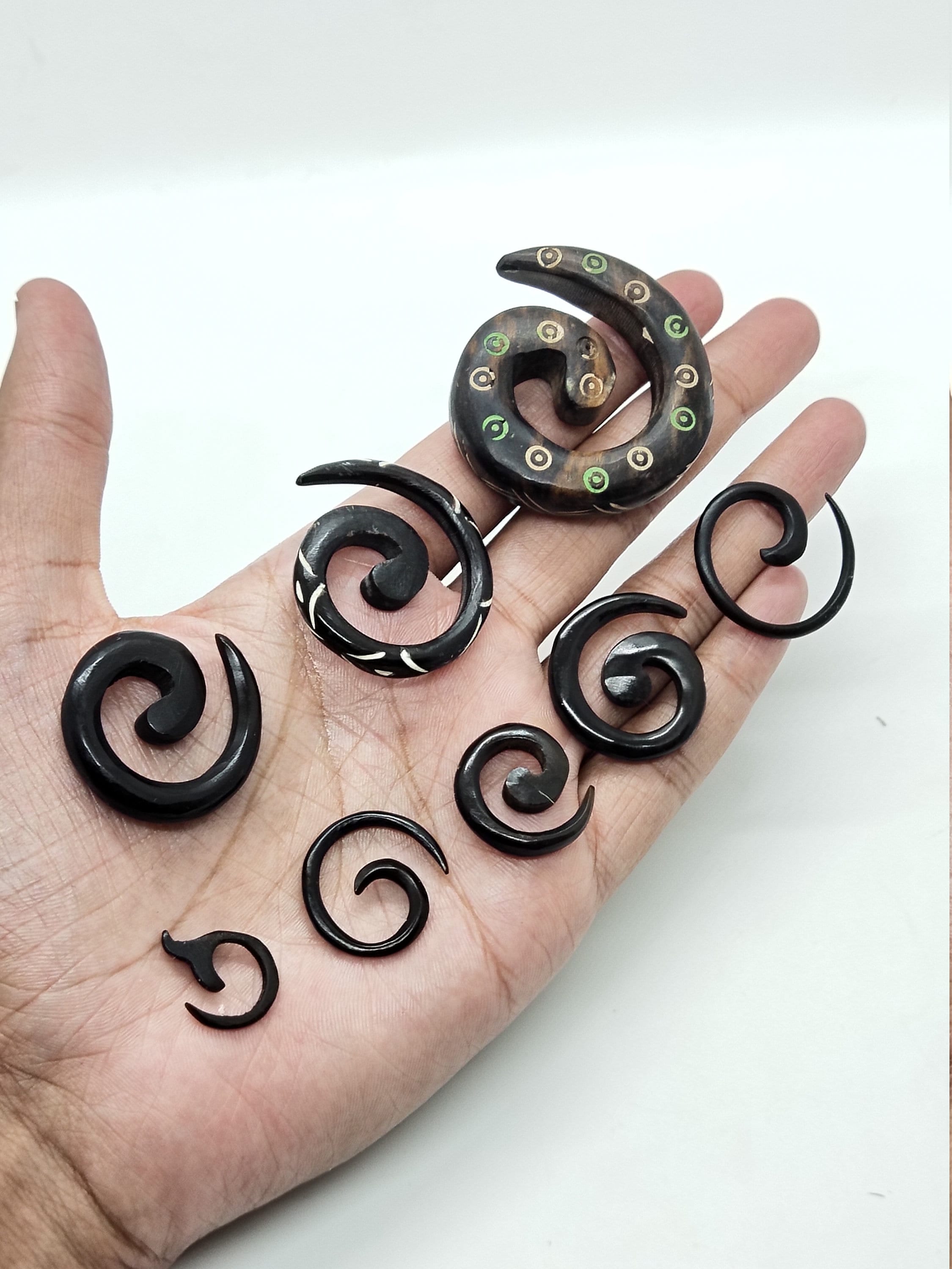 Tribal Wood Spiral Ear Stretchers Wood Ear Expanders Wood - Etsy