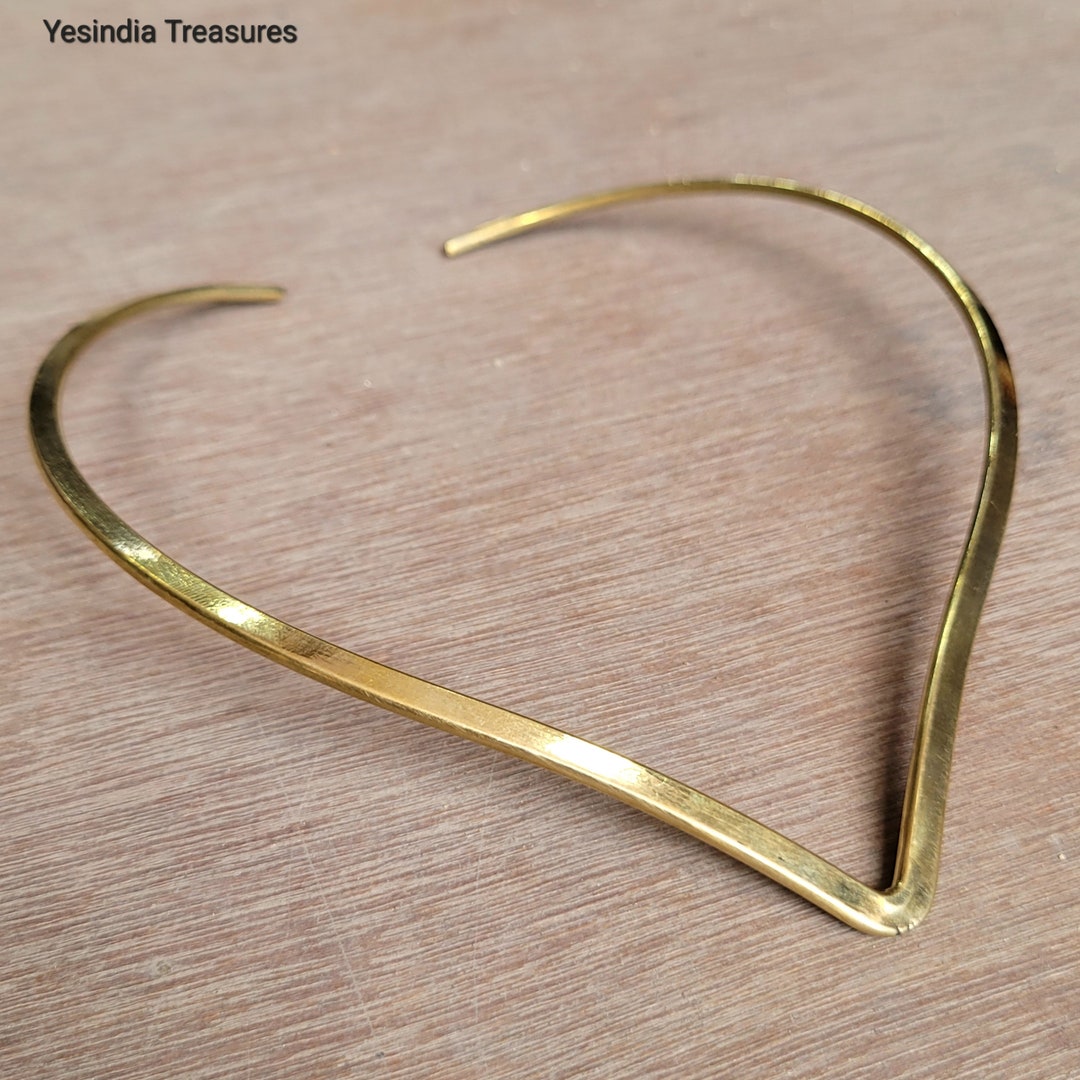 Gold V-shaped Choker Necklace, Minimalist Simple Brass Collar, Stacking ...