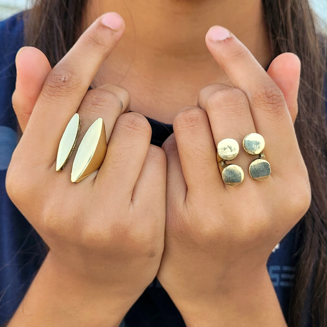 Adjustable Brass Bold Chunky African Statement Rings - Big Boho Rings ...