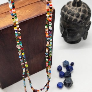 Colorful Boho Beaded Long Necklace, Multi Strand Layering Necklace ...
