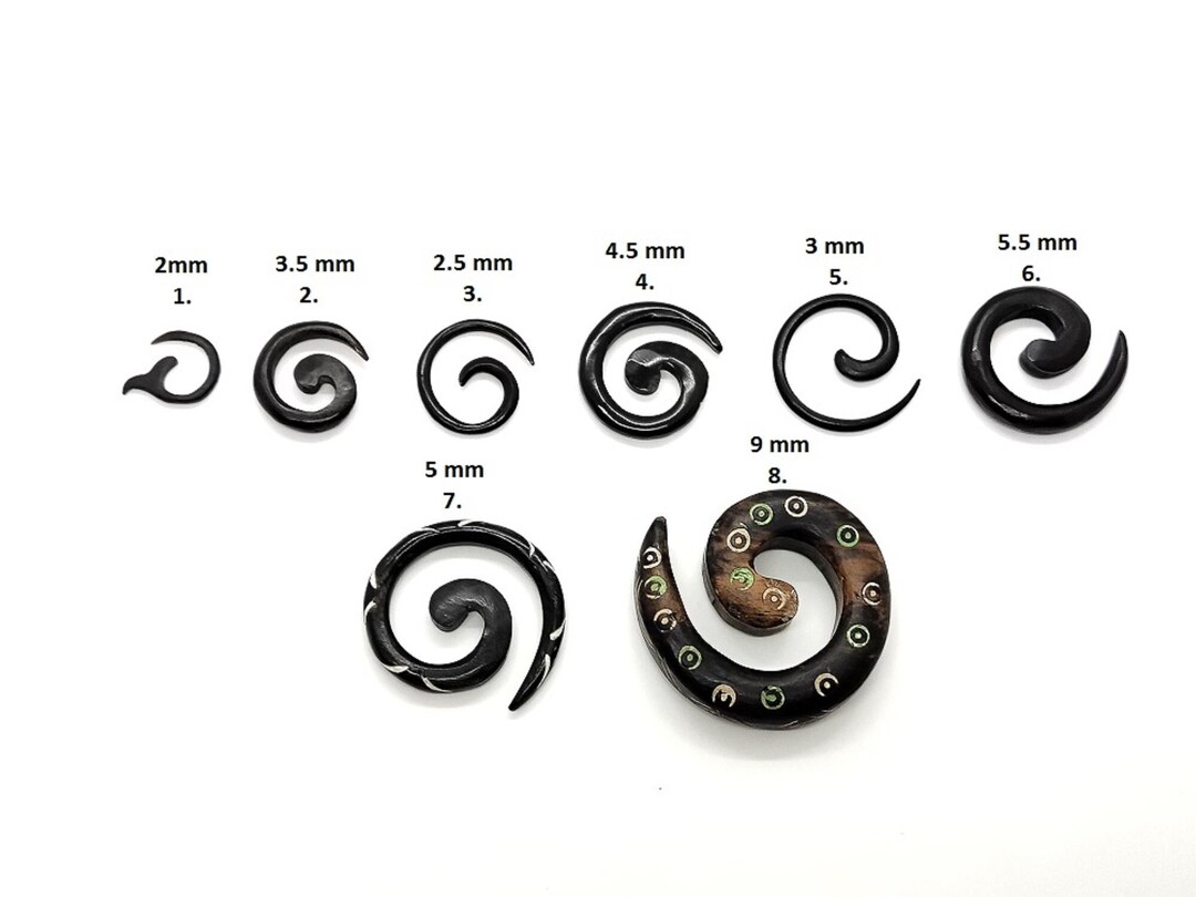 Tribal Wood Spiral Ear Stretchers, Wood Ear Expanders, Wood Spiral ...