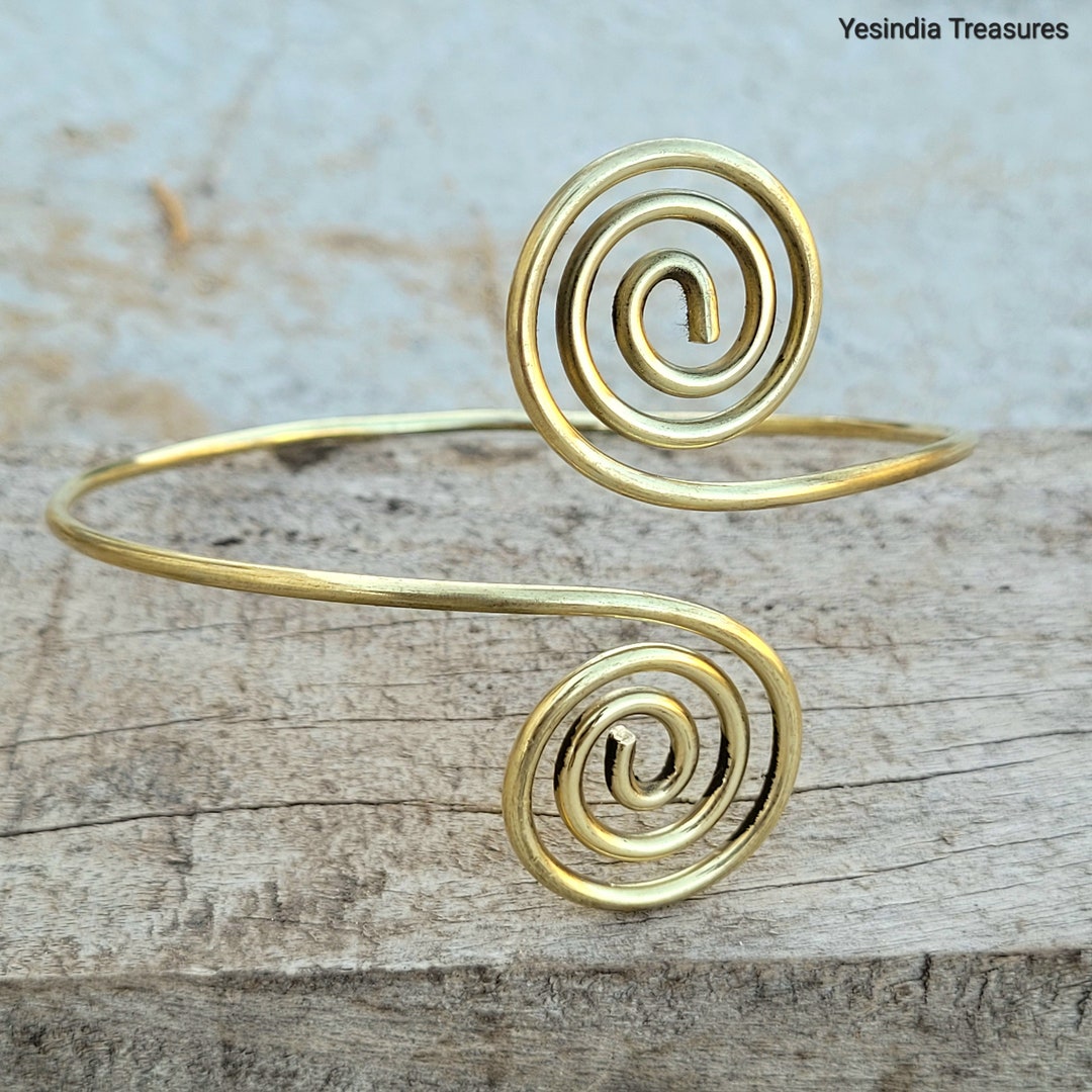 Spiral Upper Arm Gold Armlet/ Boho / Tribal / Spiral / Bangle/ Ethnic ...