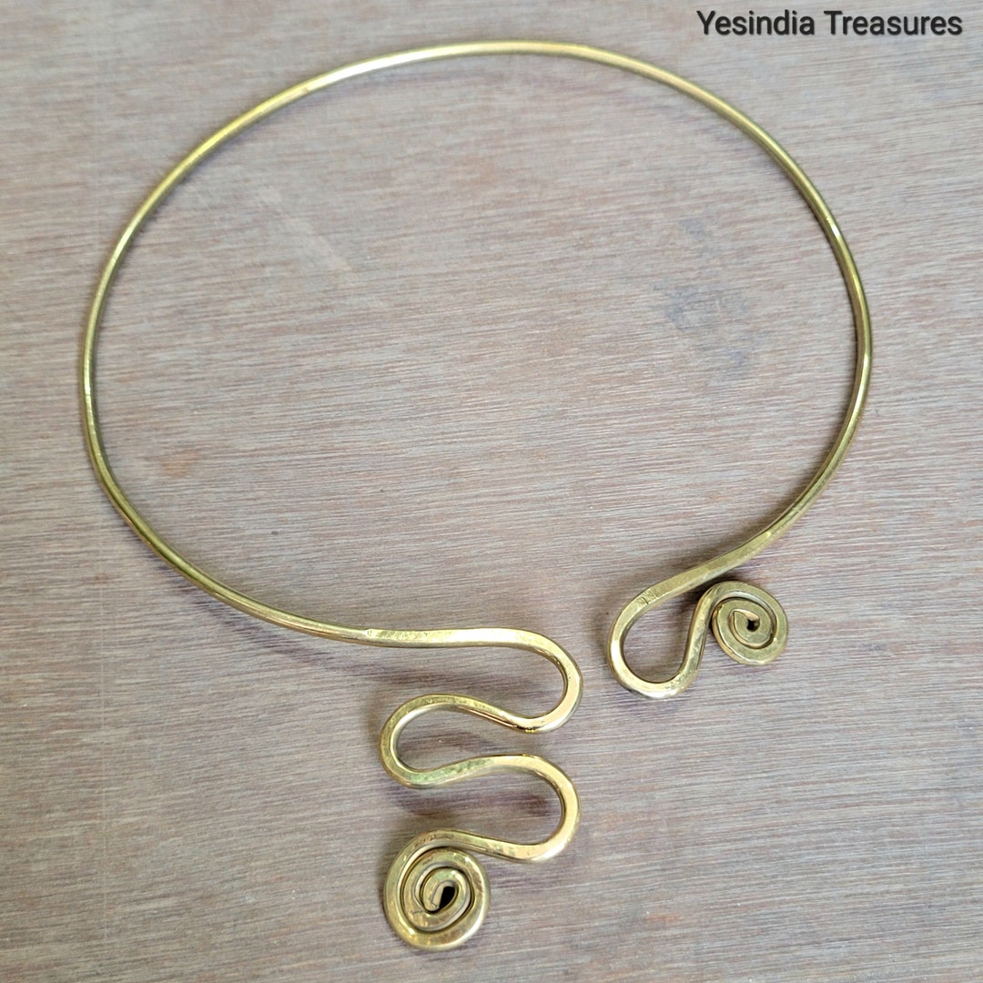 Minimalist Brass Torque Choker Necklace: Tribal Ethnic Spiral Design - Etsy