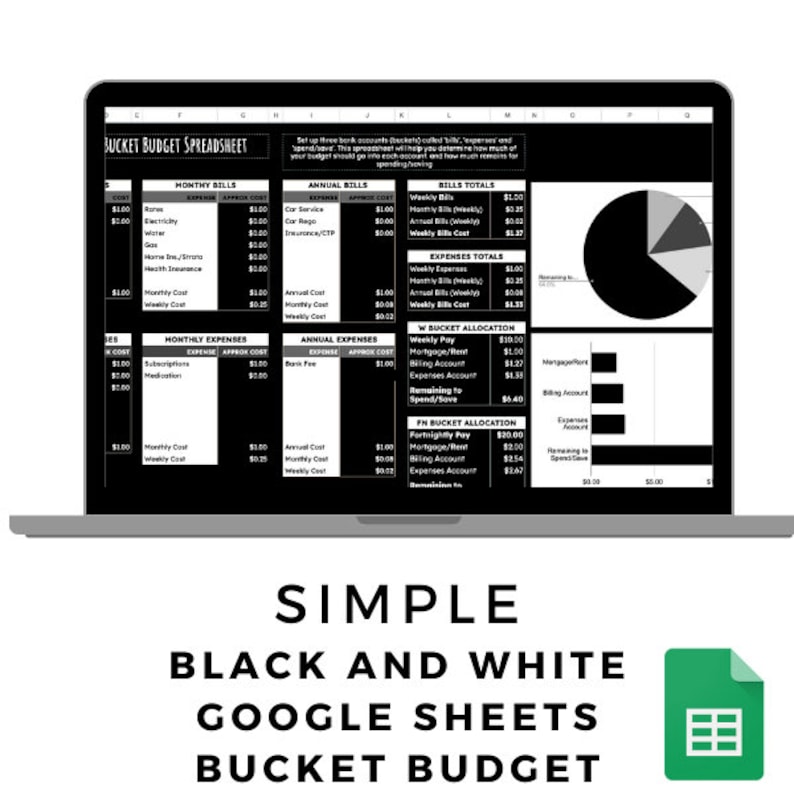 Savvy Sheets - Sleek Masculine Bucket Budget Spreadsheet- Google Sheets ...