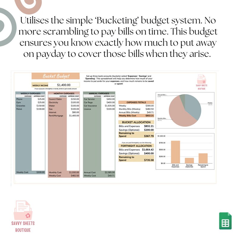 Simple Bucket Budget Spreadsheet - Earth Neutrals Colours - Google ...