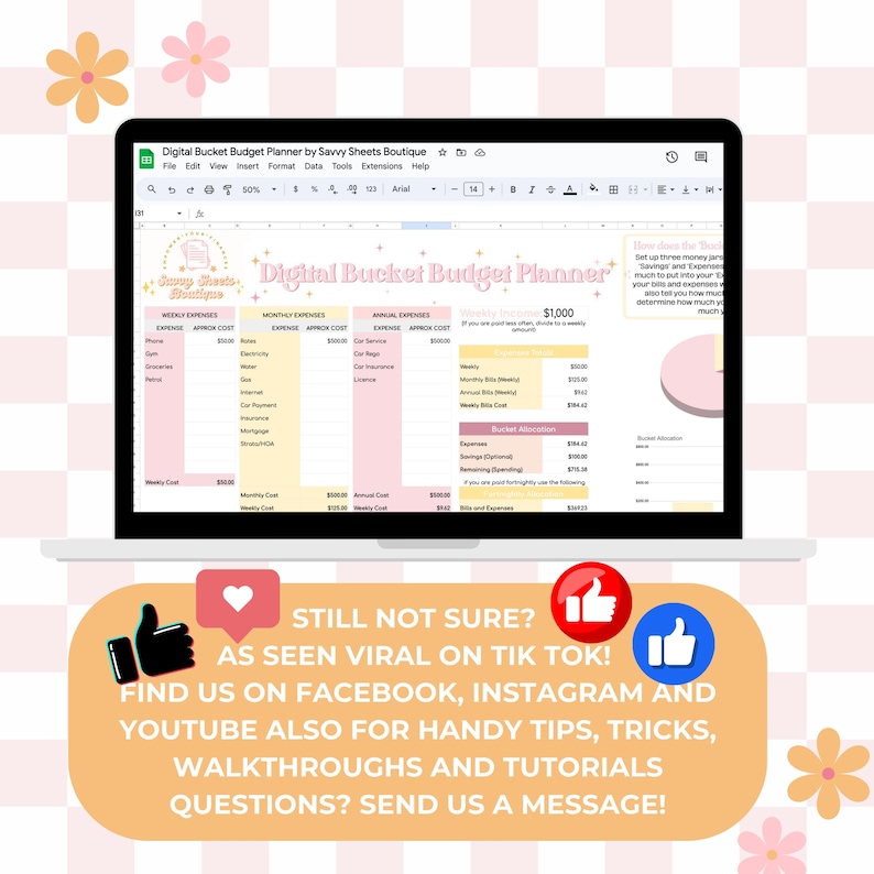 Digital Bucket Budget Planner - by Savvy Sheets Boutique - Etsy