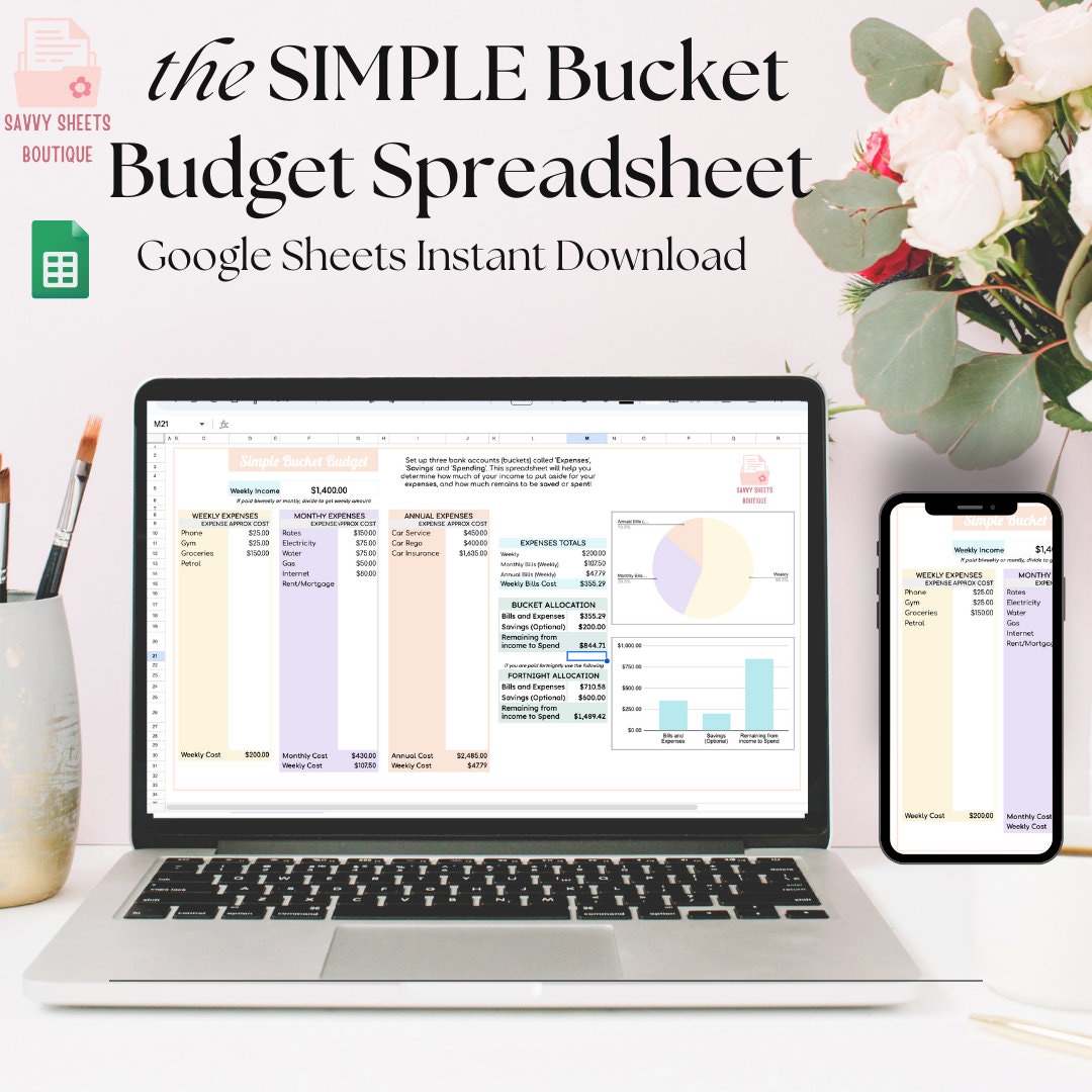 Simple Bucket Budget Spreadsheet - Google Sheets Instant Download - Etsy