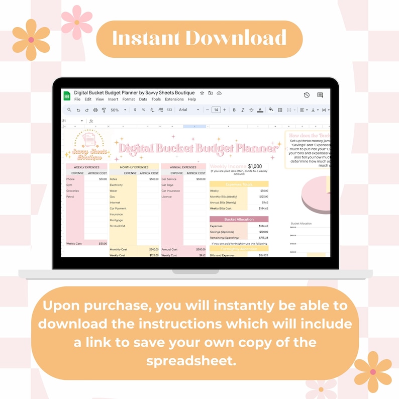 Digital Bucket Budget Planner - by Savvy Sheets Boutique - Etsy Australia