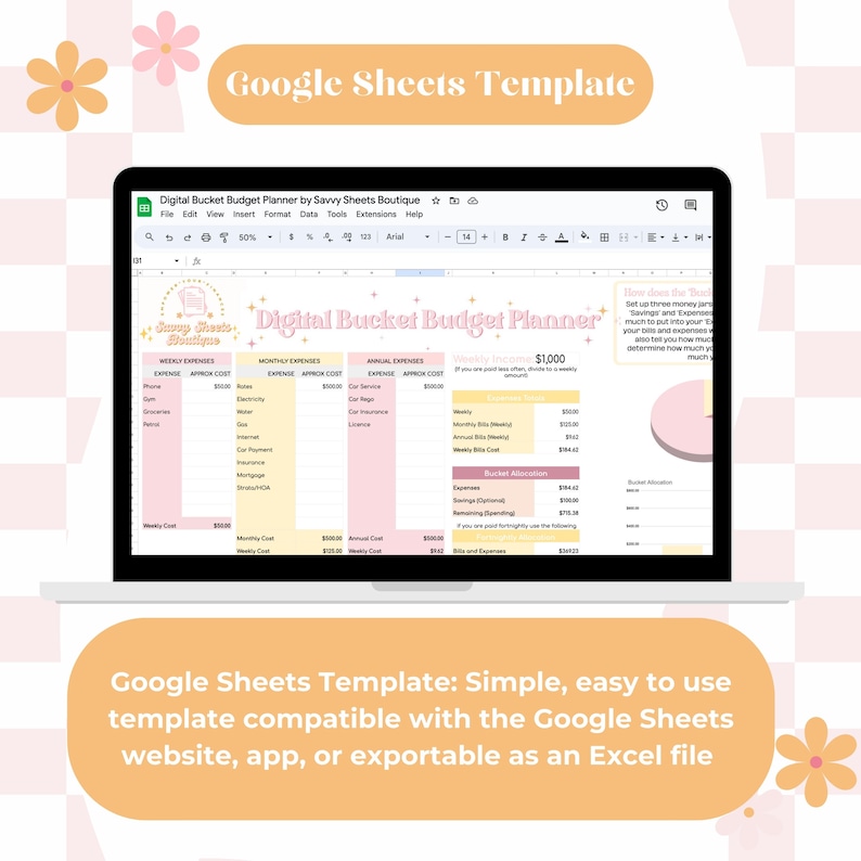 Digital Bucket Budget Planner - by Savvy Sheets Boutique - Etsy