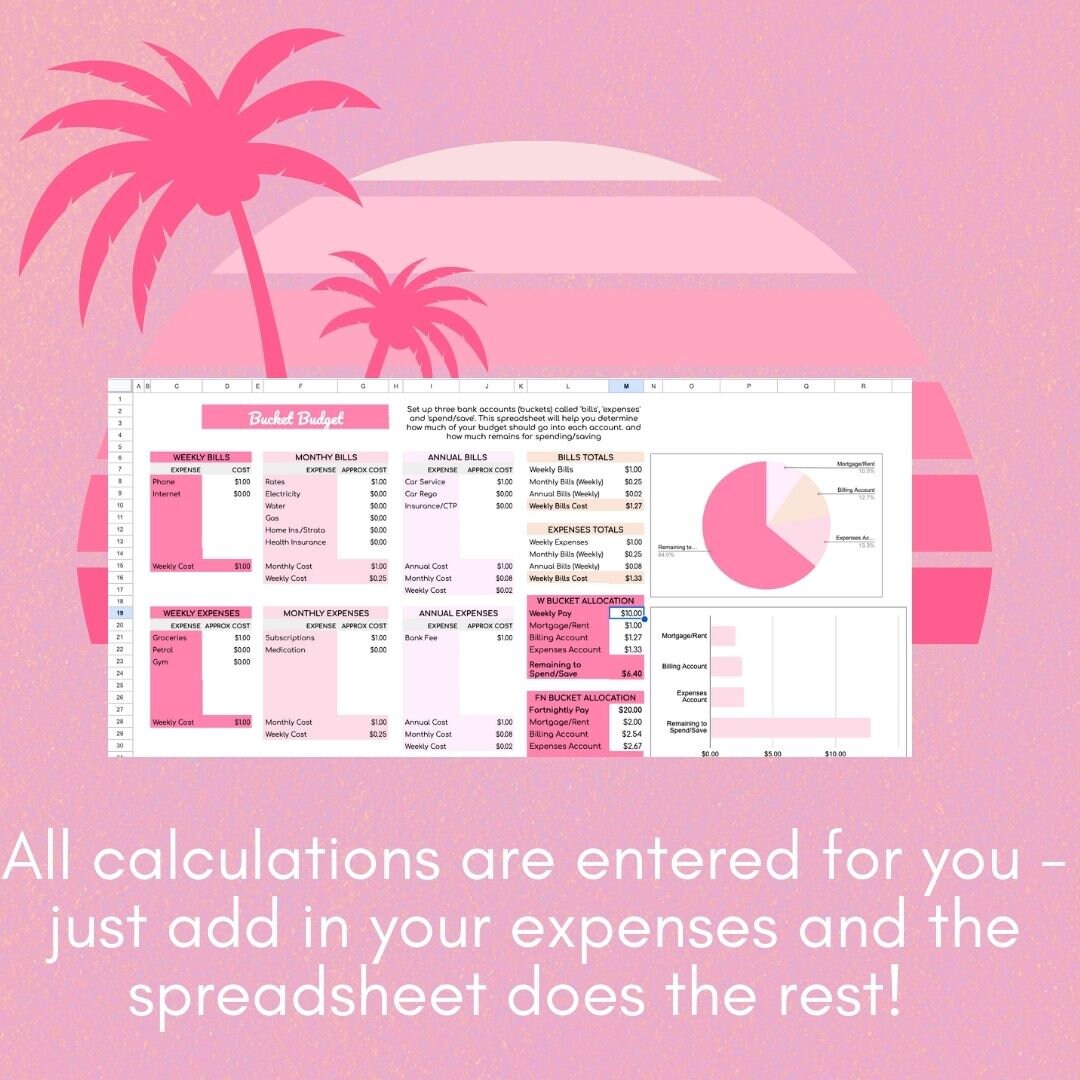 Savvy Sheets Barbie Inspired Pink Budget Spreadsheet - Etsy