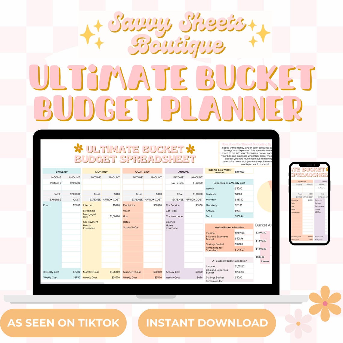 Ultimate Bucket Budget Spreadsheet by Savvy Sheets Boutique - Etsy