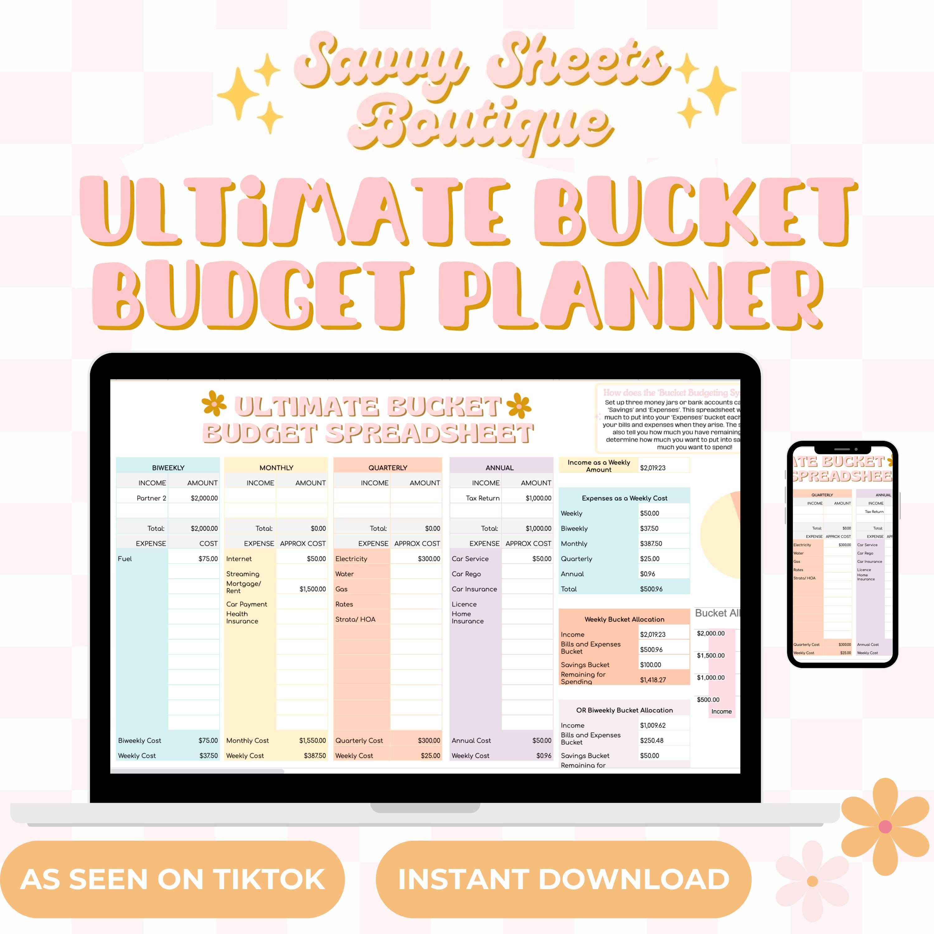 Ultimate Bucket Budget Spreadsheet - by Savvy Sheets Boutique - Etsy