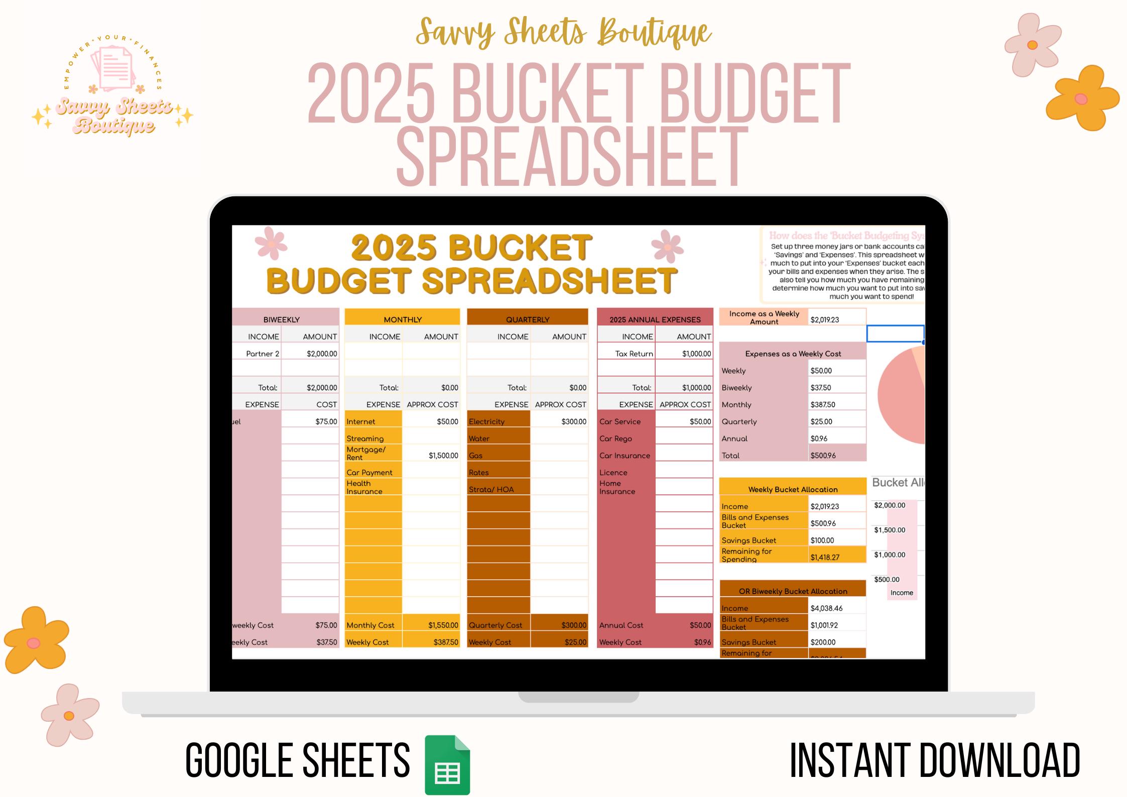 2025 Bucket Budget Spreadsheet - Etsy Australia