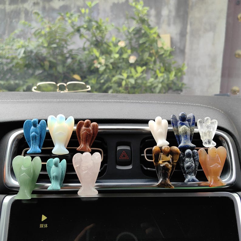 Carved Crystal Angel Car Vent Clip: Natural Quartz Car Decoration - Etsy