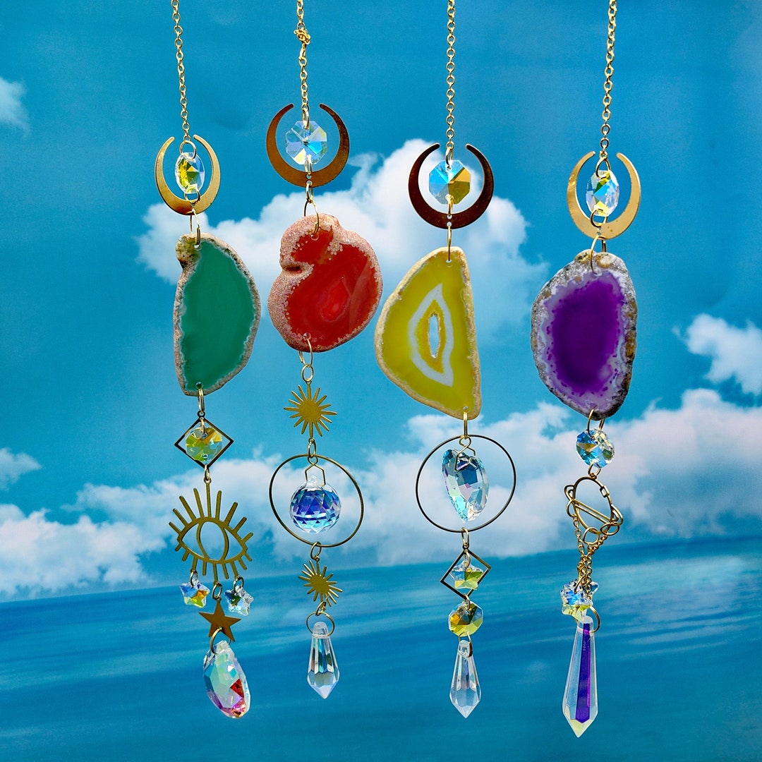 Crystal Agate Slice Suncatcher for Window Hanging Wall Decor Room Decor ...