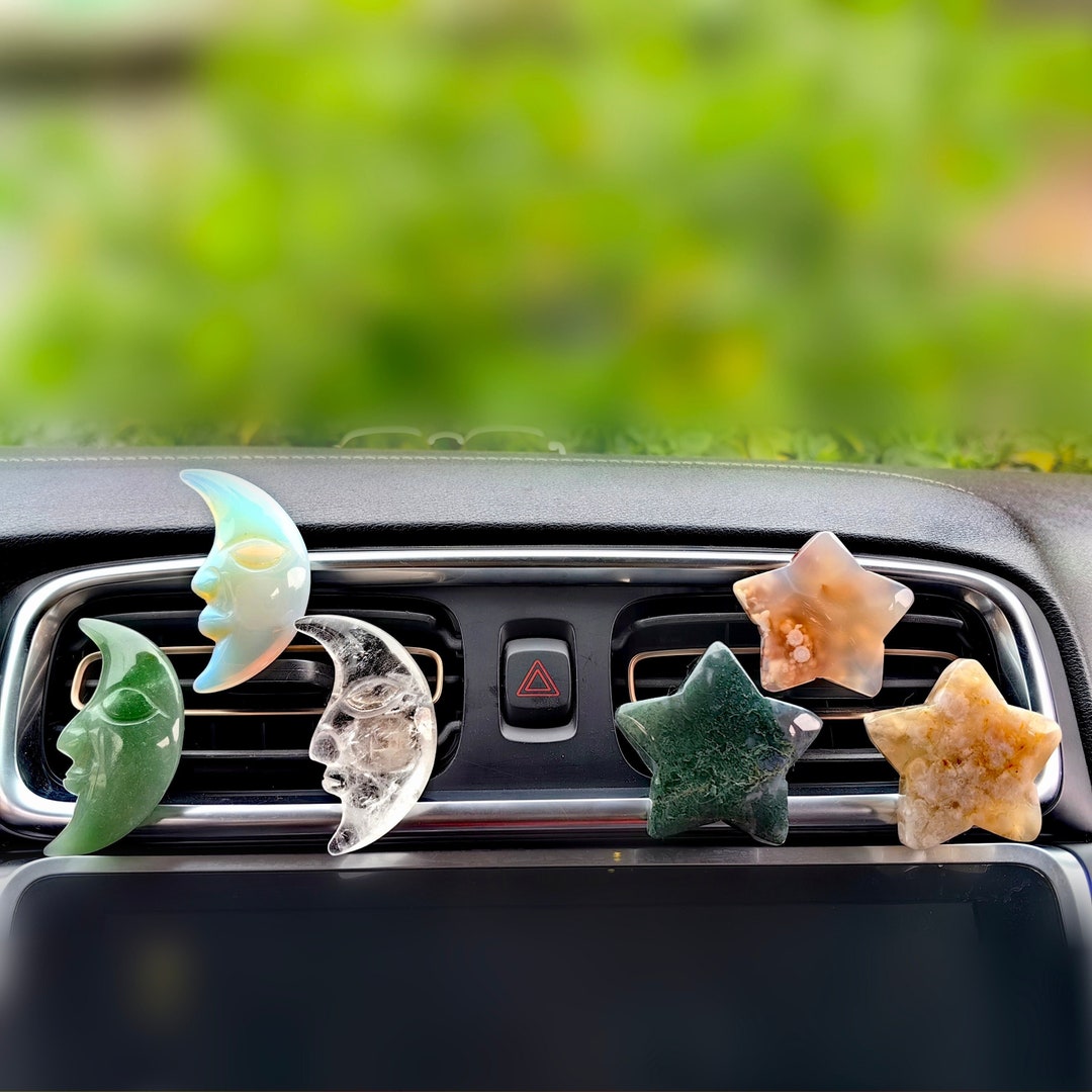 Crystal Car Vent Clips Crystal Star Moon Worry Stone Car Outlet ...