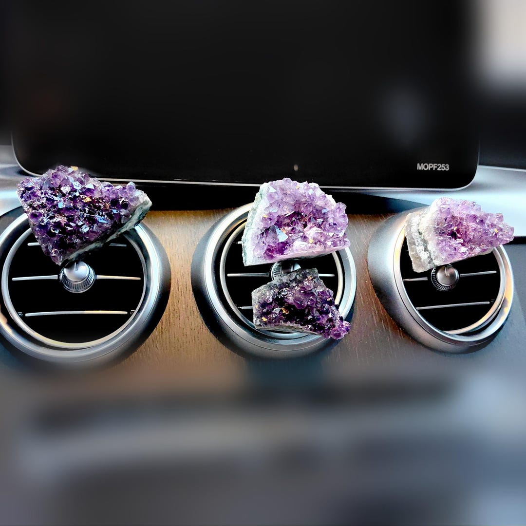 Crystal Car Vent Clips Amethyst Cluster Car Outlet Decoration, Natural ...