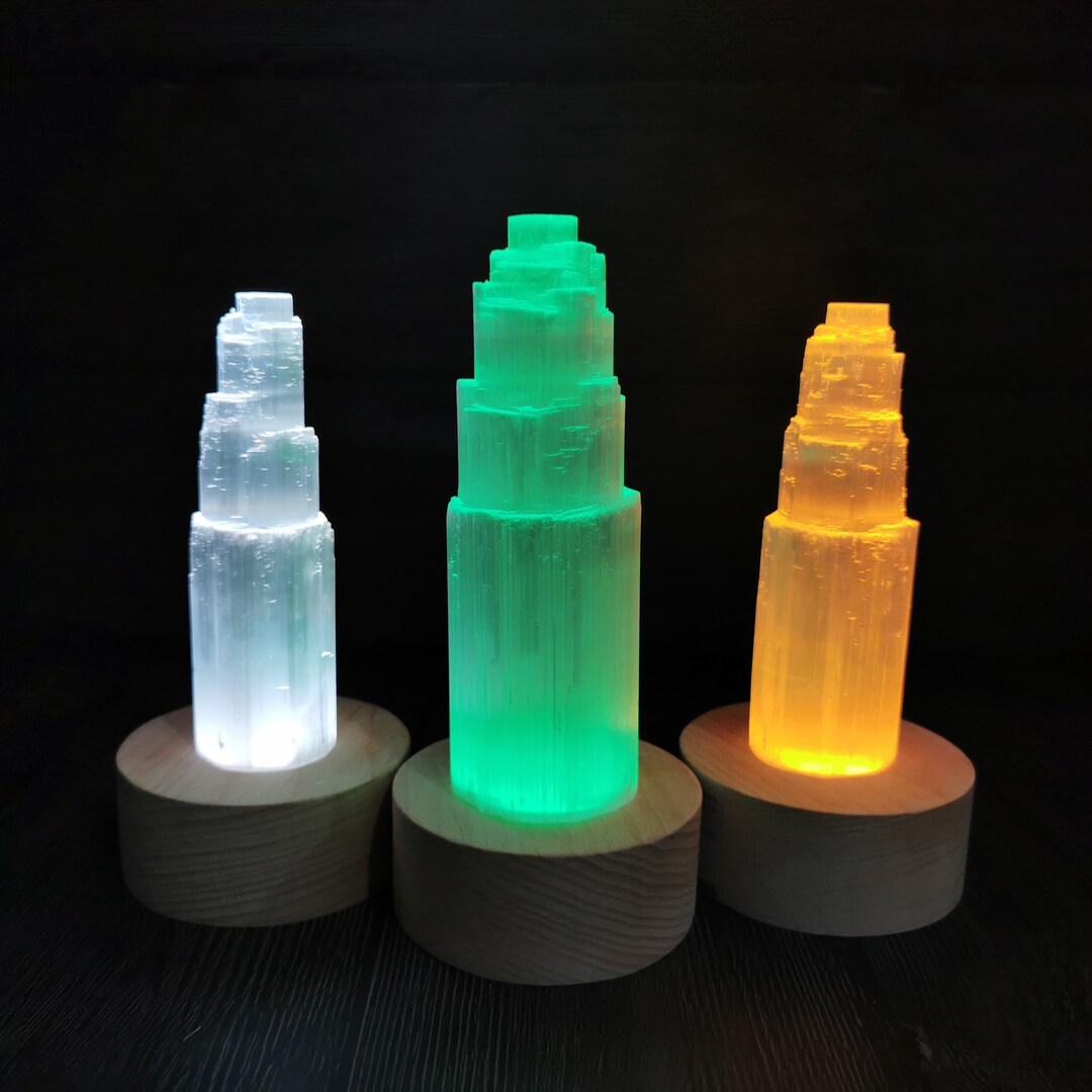 Selenite Tower Light Gypsum Lamp Crystal for Spiritual Chakra USB ...