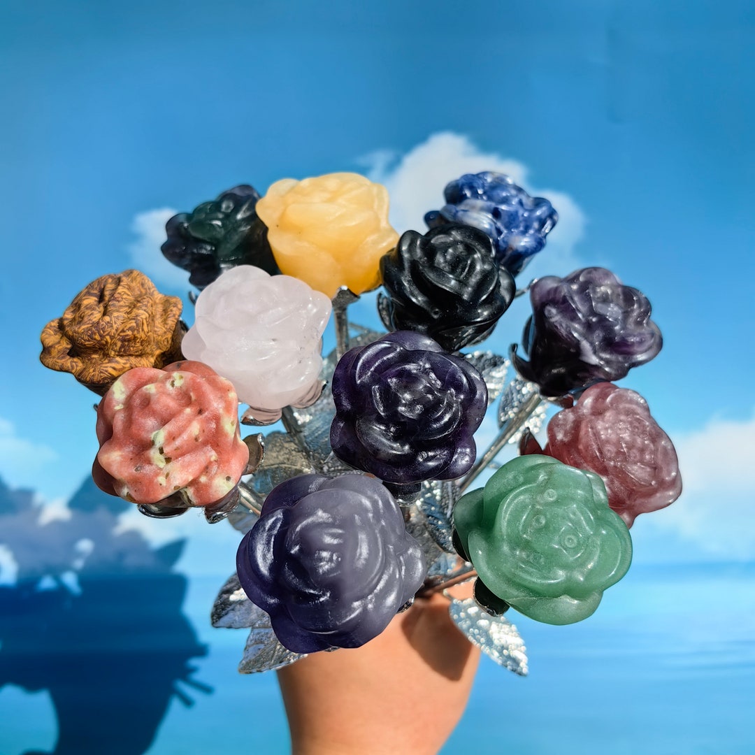 Crystal Rose Gemstone Flower,crystal Jewelry,carved Crystal Home Decor ...