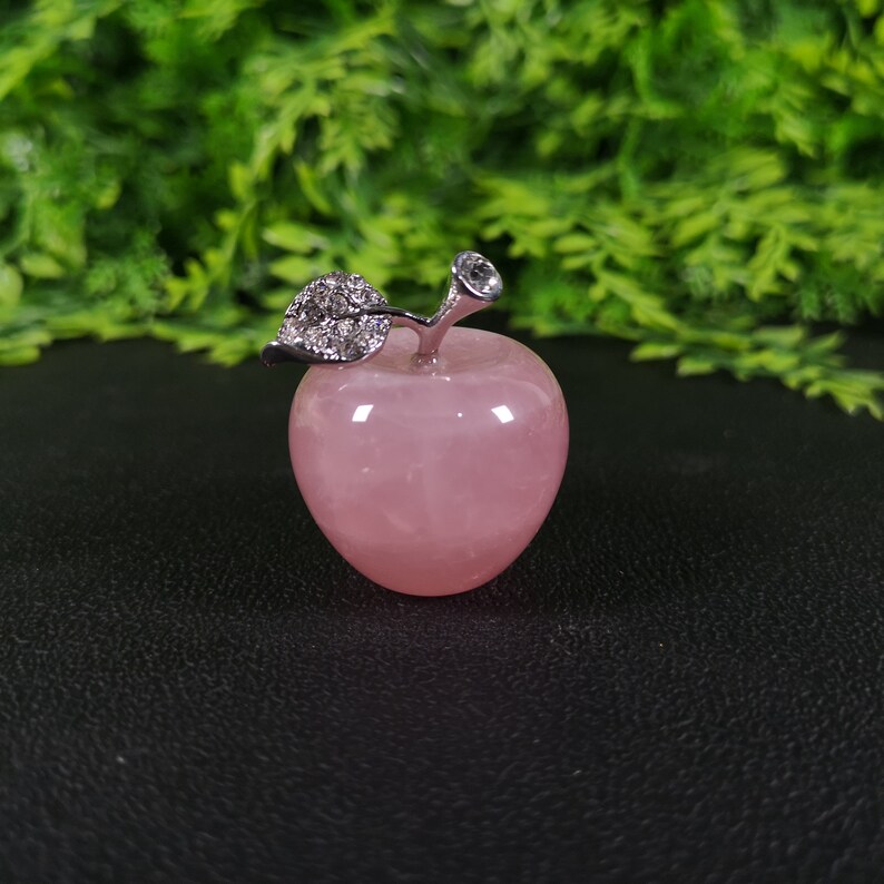 Christmas Apple Natural Rose Quartz Crystal Carved Apple Reiki - Etsy