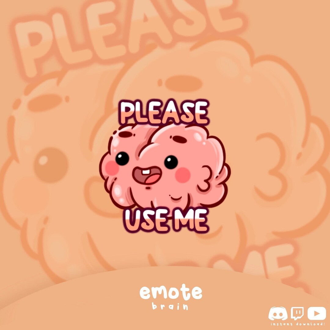 Brain Emote High-quality Please Use Me Twitch Discord - Etsy