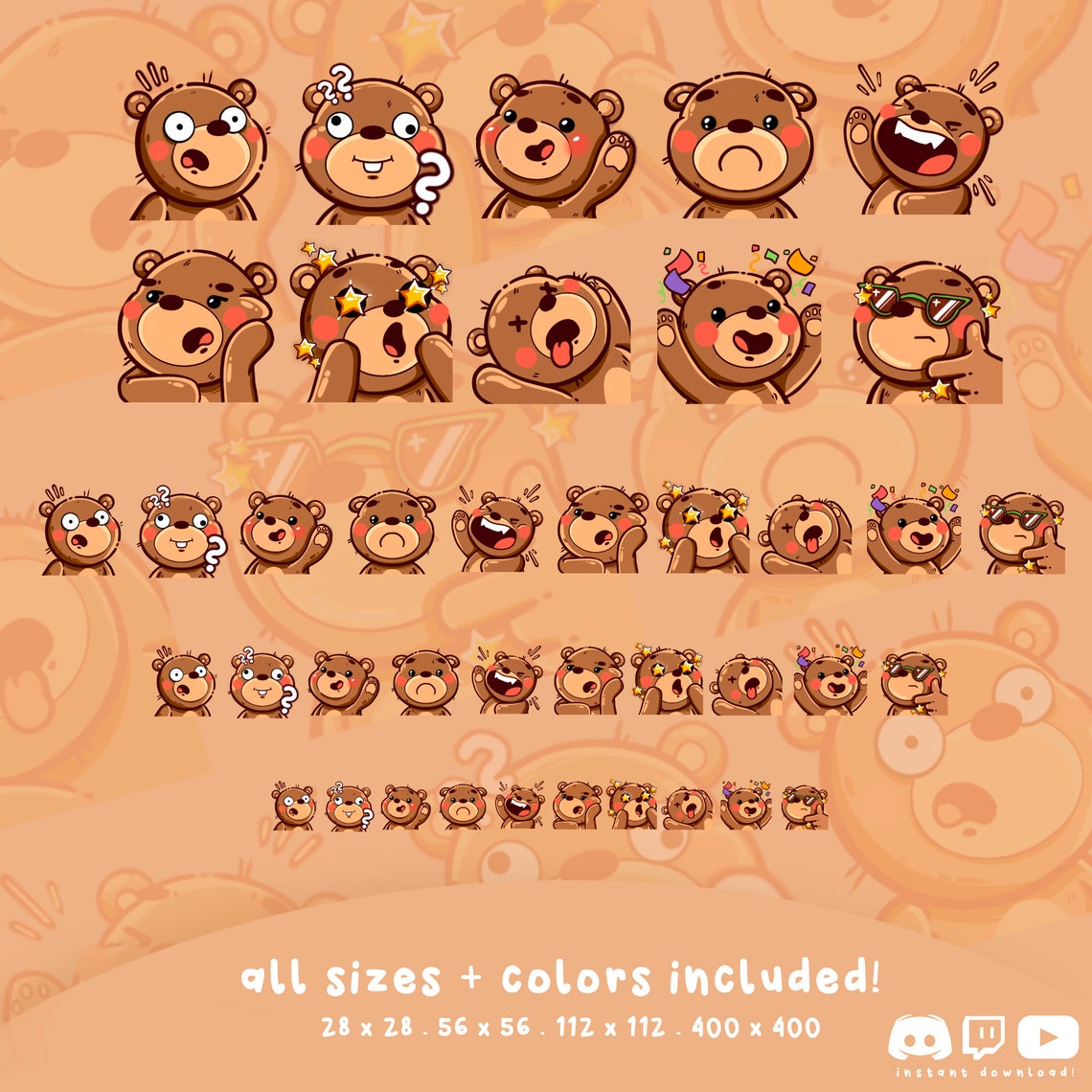 10x Bear Emote Pack High-quality Emotions Twitch Discord Youtube Direct ...