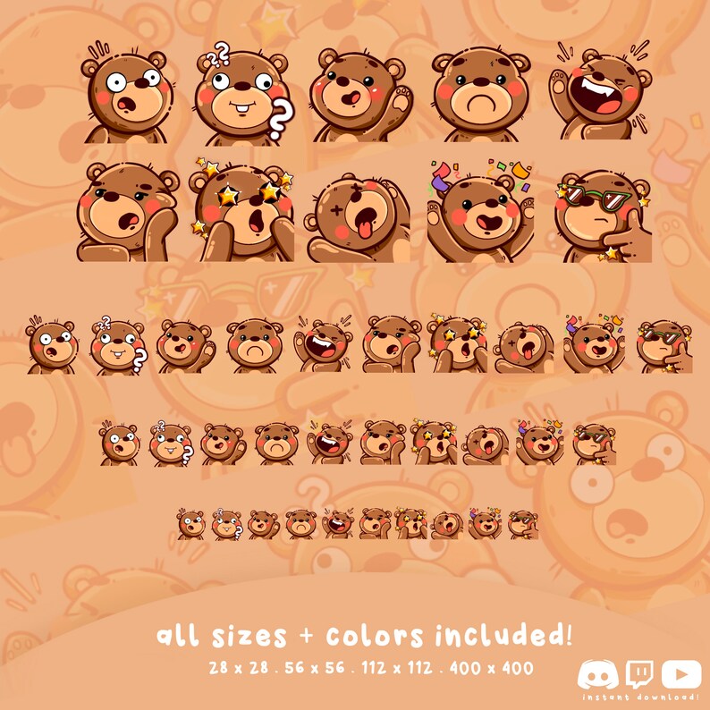 10x Bear Emote Pack High-quality Emotions Twitch Discord Youtube Direct ...