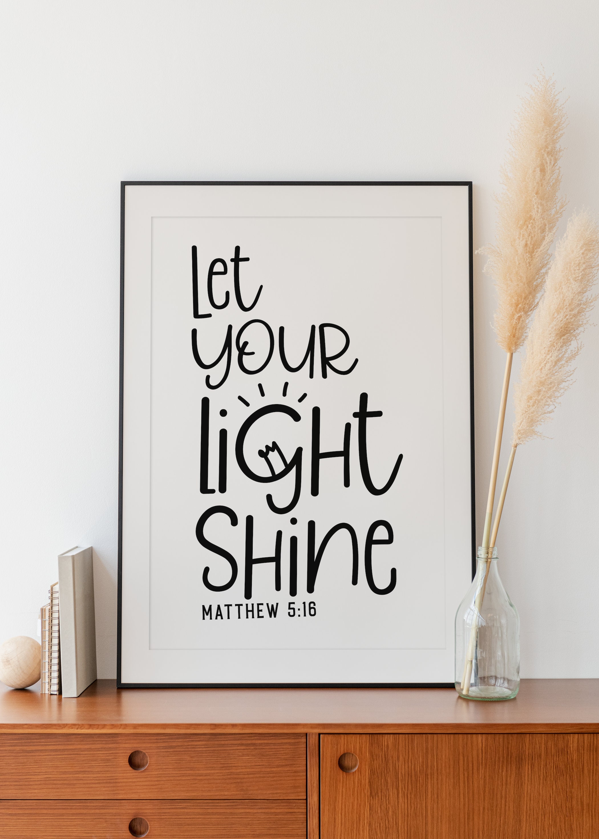 Bible Verse Printable, Let Your Light Shine, Scripture Wall Art, Modern ...