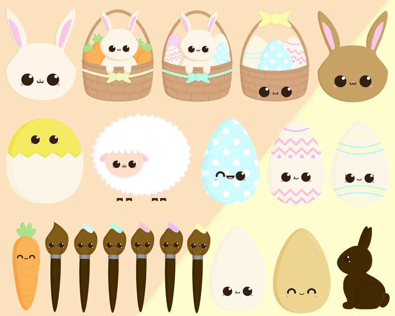 Kawaii Easter Clipart | Kawaii Clipart | Easter Bunny | Easter Basket ...