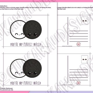 Kawaii Oreo Printable Valentine's Day Postcard you're My Perfect Match ...