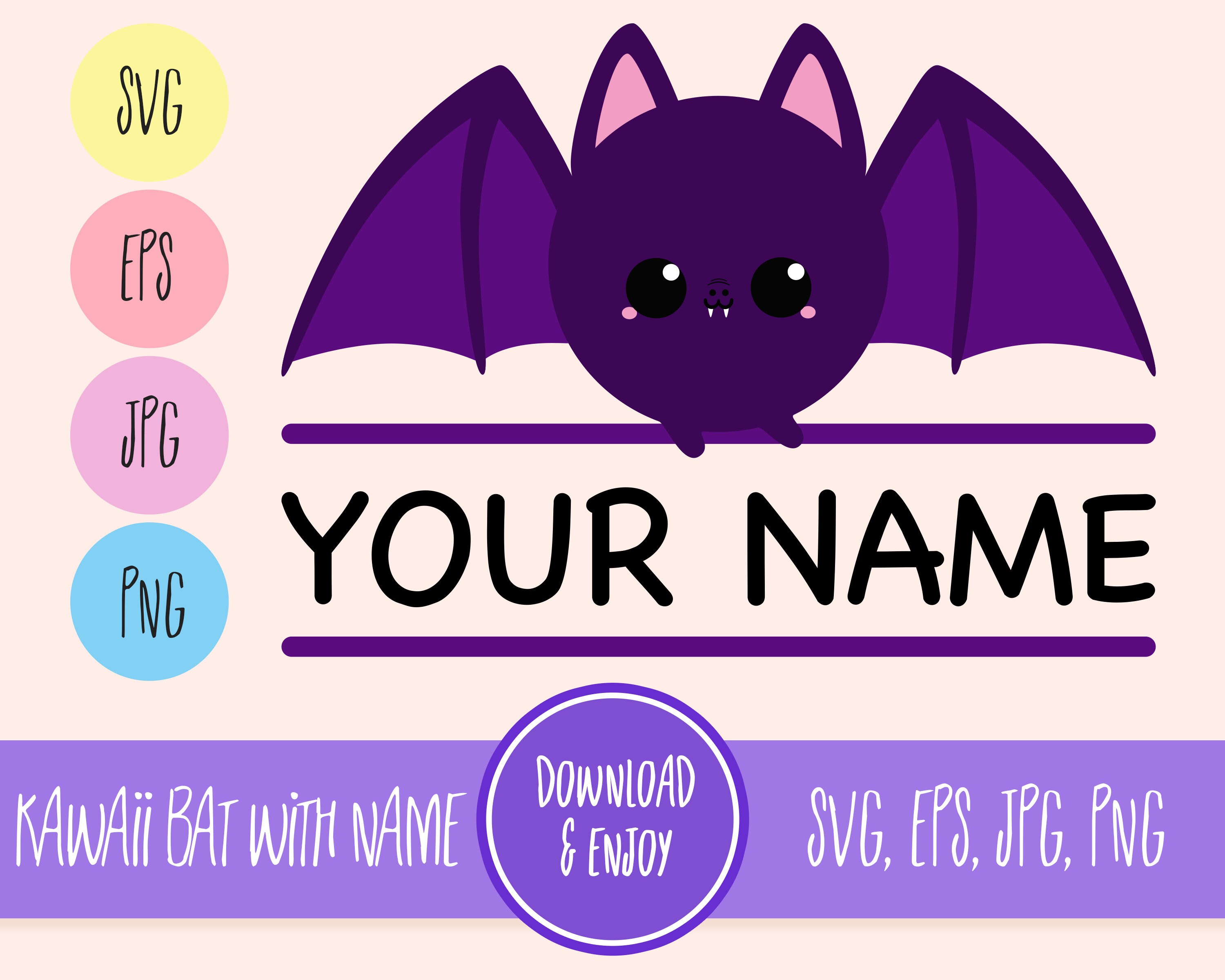 Bat Halloween With Name SVG | Bat SVG - Layered for Easy Use | Svg Eps ...