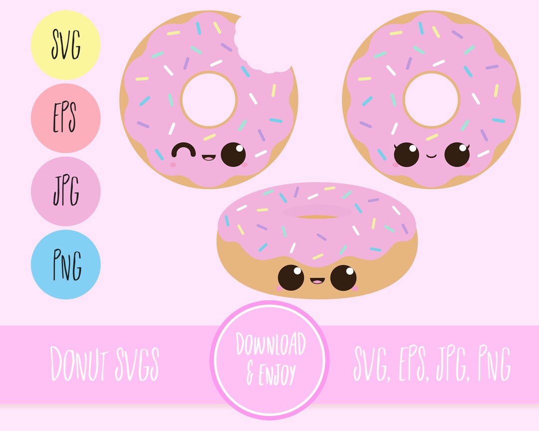 Donut SVG | 3 Donut SVG Files- Layered for Easy Use | Svg, Eps, Jpg ...