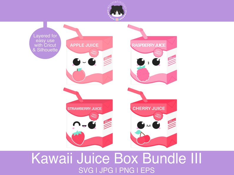 Juice Box SVG Bundle I: Apple, Raspberry, Strawberry & Cherry - Layered ...