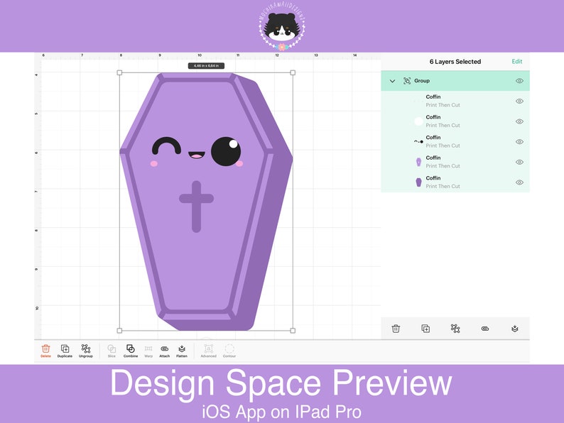 Kawaii Coffin SVG - Layered for Easy Use | Cute Coffin Svg, Eps, Jpg ...